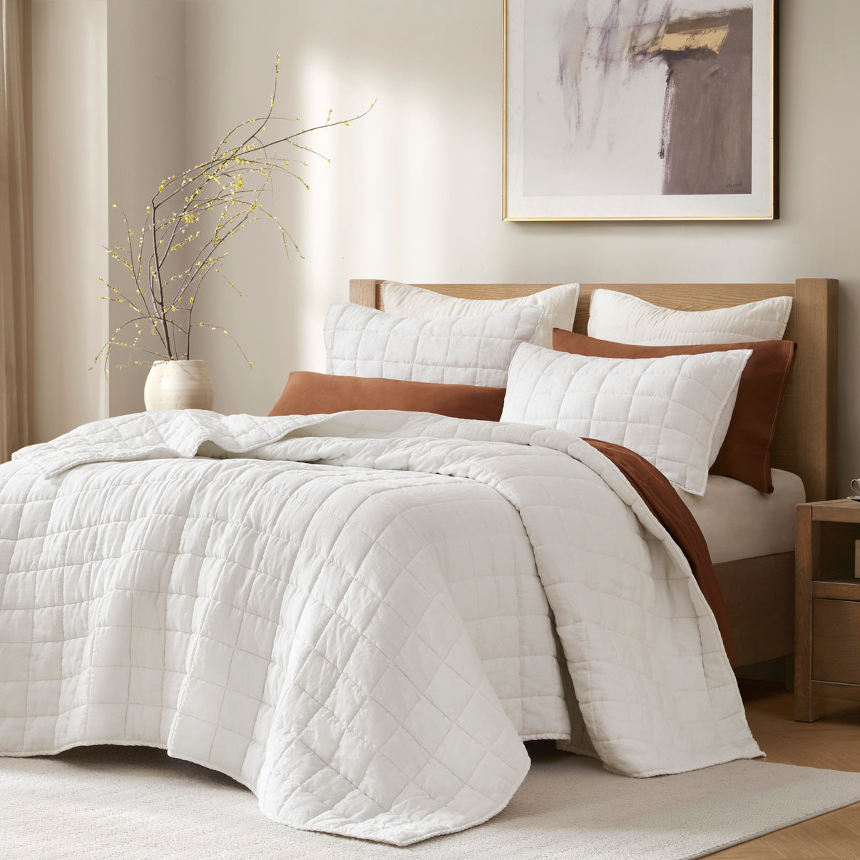 French Flax Linen Garment Washed Quilt Set | Luxury French Bedding